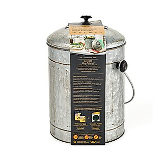 Behrens Kitchen Countertop Compost Bin With Lid, Aged Metal, 1.5-Gallon Capacity