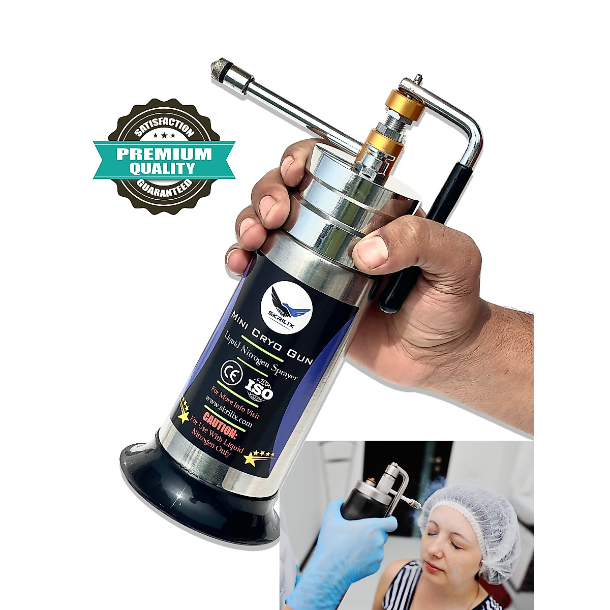 SKRILIX Latest Mini Cryo Guncryo Sprayer Cryo Liquid Nitrogen Sprayer Cryo Spray Freeze Treatment Instrument Unit with 5 Freeze Heads