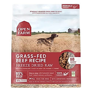 Open Farm Freeze Dried Raw Dog Food, Humanely Raised Meat Recipe with Non-GMO Superfoods and No Artificial Flavors or Preservatives, Grass Fed Beef Recipe Freeze Dried - 3.5oz