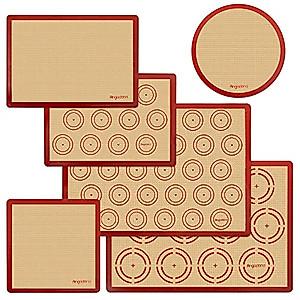 Silicone Baking Mat Set of 6, Easy Clean & Non-Stick Food Grade Reusable Baking Mat, Silicon Baking Mats Oven Liner Sheet, Round & Square Cake Mat, Pastry Board Rolling Dough Mats for Macaron Cookie