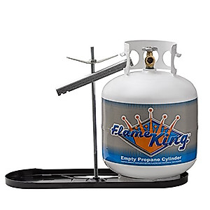 Flame King Auto Changeover LP Propane Gas Regulator + Dual RV Propane Tank Cylinder Rack for RVs and Trailers