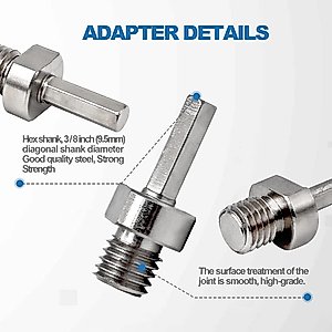 BRSCHNITT Core Drill Bit Arbor Adapter, 5/8"-11 Thread to 3/8" Hex Shank for Threaded Diamond Hole Saw Core Drill Bit