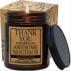 House Warming Gifts New Home Women Men Couple | Thanks for Being an Awesome Neighbor | Funny Housewarming Gift Ideas | Apartment Decor | Candles for Men, Women | Hostess Gifts for Women | Made in USA