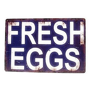 Fresh Eggs Uniqe Metal Tin Sign, Barn Sign, Farmer Sign, Eggs Sign, Chicken Coop Décor, Farm Fresh Eggs Sign, Business Sign, 8-Inch by 12-Inch Sign | TSC293 |