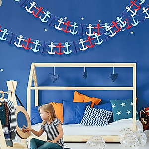 65Ft Nautical Garland Nautical Birthday Party Decorations Nautical Party Themed Hanging Garland Garland Banner for Birthday Baby Shower Party Decoration (2 Pieces)