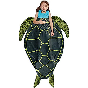 Silver Lilly Animal Tail Blanket - Plush Animal Sleeping Bag Blanket for Kids (Turtle)