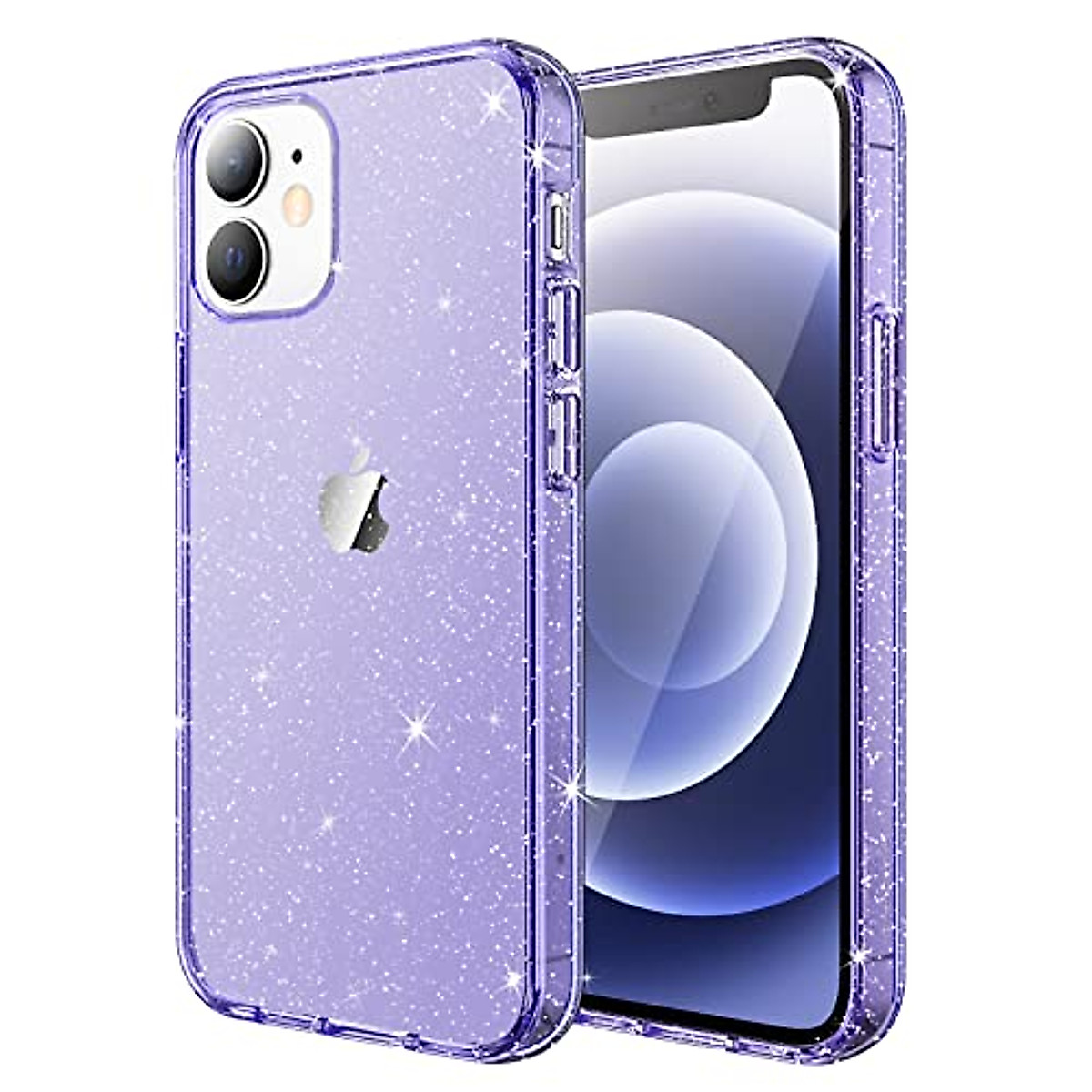 JETech Glitter Case for iPhone 12 Mini, 5.4-Inch, Bling Sparkle Shockproof Phone Bumper Cover, Cute Sparkly for Women and Girls (Light Purple)