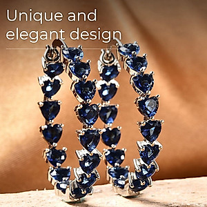 Shop LC Blue Cubic Zirconia Heart Hoop Earrings for Women Jewelry Ct 13.25 Birthday Gifts for Women