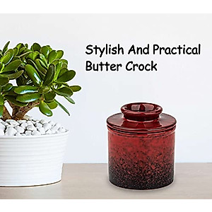 Pottery Butter Keeper Crock Butter Crock Red French Butter Dish Butter Crock For Counter With Water Ceramic Butter Holder Cup To Leave On Counter