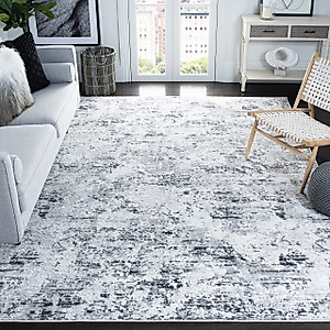 SAFAVIEH Amelia Collection Area Rug - 9' x 12', Grey & Ivory, Modern Abstract Design, Non-Shedding & Easy Care, Ideal for High Traffic Areas in Living Room, Bedroom (ALA705G)