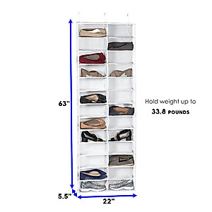 Richards Homewares Over The Door Shoe Organizer, 26-Pocket, Clear Vinyl
