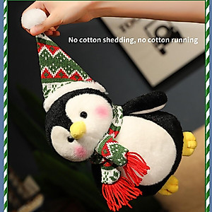 Cute Plush Penguin Stuffed Animal with Hat and Scarf, Penguins Plush Toys,Christmas Penguin Plush Soft Body Pillow Plushies,Room Decor, Gift for Girls and Boy Halloween, Birthdays (Red, 9.8 in)