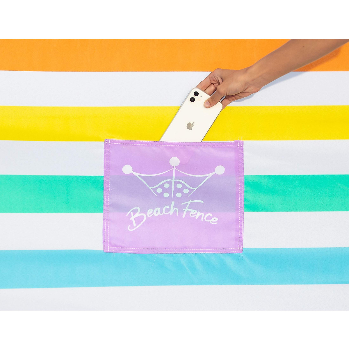 BEACH FENCE Premium 20 ft Beach Windscreen, Privacy Screen, Wind Blocker - Pastel Perfect, Free Rubber Mallet and Carry Bag Included