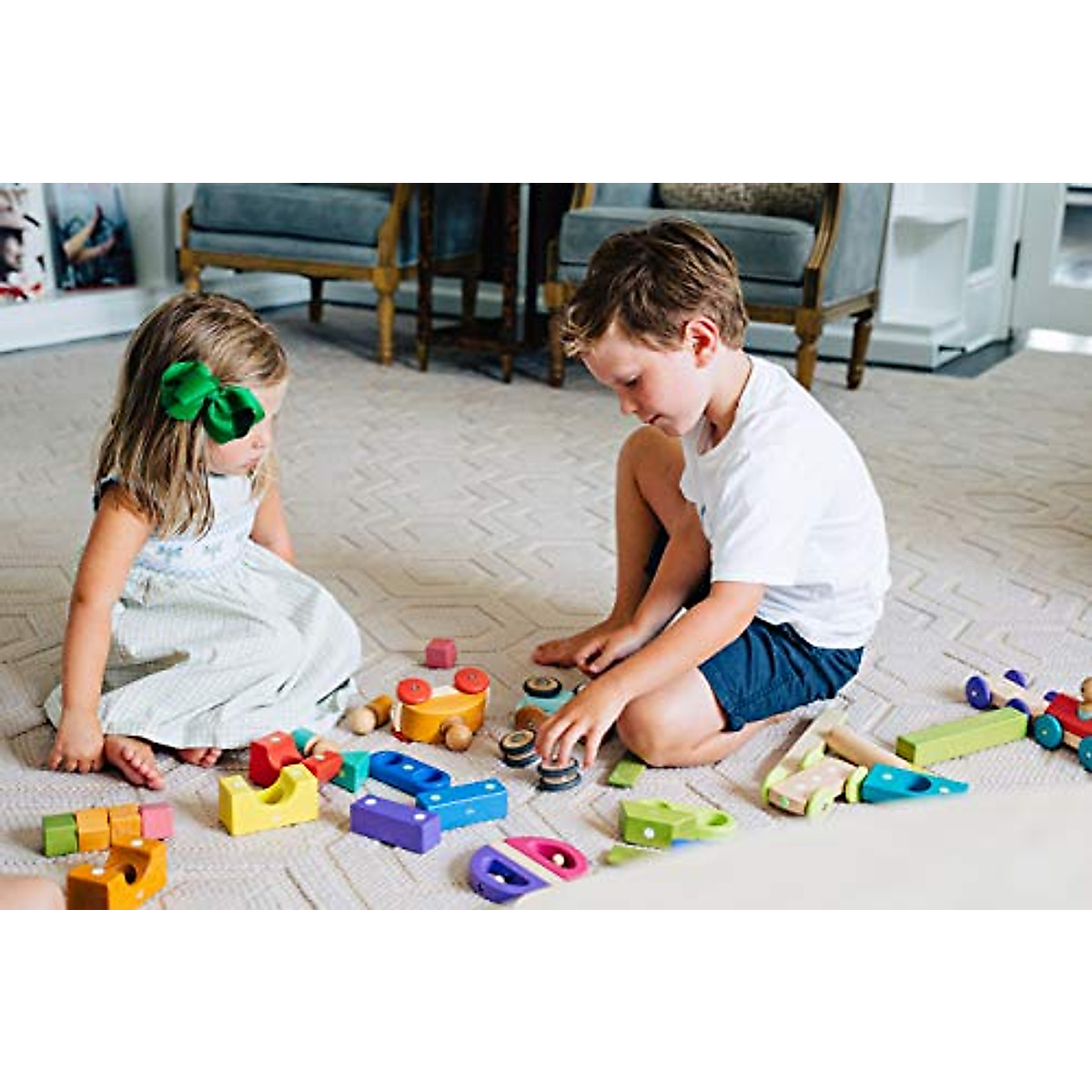 3 Piece Tegu Magnetic Racer Building Block Set, Orange