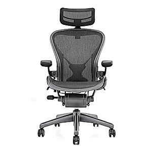 Aeron Chair by Herman Miller - Highly Adjustable Graphite Frame - with PostureFit - Carbon Classic (Medium)