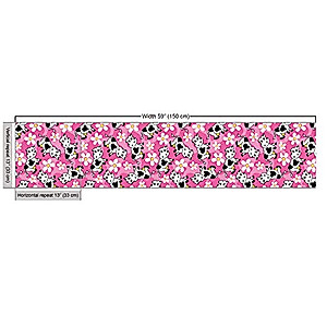 Lunarable Cow Fabric by The Yard, Cartoon Pattern Domestic Farm Animal and Daisy Flowers, Decorative Fabric for Upholstery and Home Accents, 2 Yards, Pink Charcoal Grey