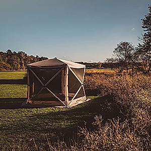 Gazelle Tents™, G5 5-Sided Portable Gazebo, Easy Pop-Up Hub Screen Tent, Waterproof, UV Resistant, 4-Person & Table, Desert Sand, 85" x 115" x 106", GG501DS