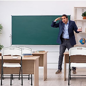 Umigy 6 Pcs Plastic Folding Chairs Comfortable Event Chairs Modern Party Chairs Lightweight Durable Foldable Chair for Home Office Outdoor Indoor, White (White)