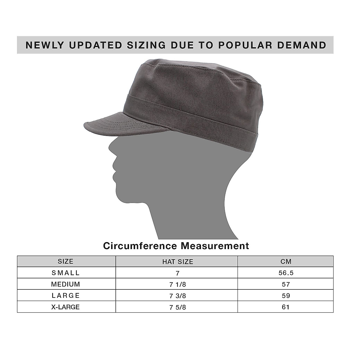 KBETHOS KBK-1464 DGY XL Cadet Army Cap Basic Everyday Military Style Hat (Now with STASH Pocket Version Available)