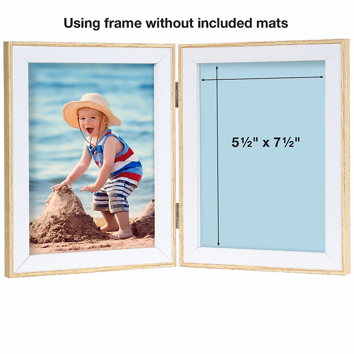 EXCELLO GLOBAL PRODUCTS Baby’s First Year Folding Picture Frame, Natural Wood Finish, Holds 1 4x6 Baby Photo, 12 Monthly Photos