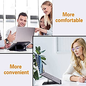 DreiPanda Laptop Stand for Desk,Black Adjustable Aluminum Portable Laptop Holder, Metal Computer Stand 4 Angle Anti-Slip Compatible with 9 to 17inch Laptop