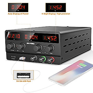 NICE-POWER DC Power Supply Variable: 30V 10A Adjustable Switching Regulated High Precision 4-Digits LED Display 5V/2A USB Port Output & Input Power Cord Bench Lab Power Supplies