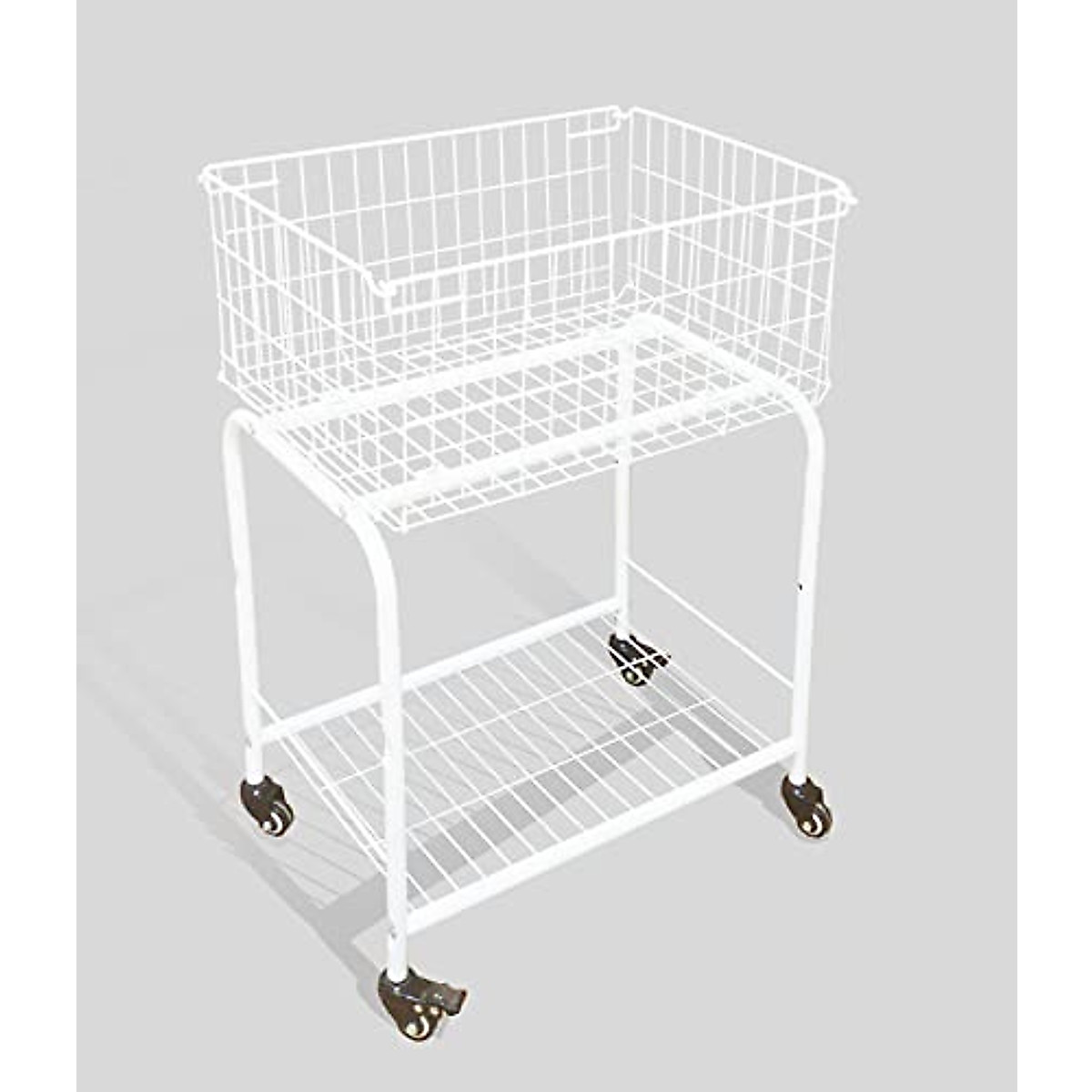 basket for garments storage, easy moved with wheels have brake, Laundry basket, white color，rolling basket