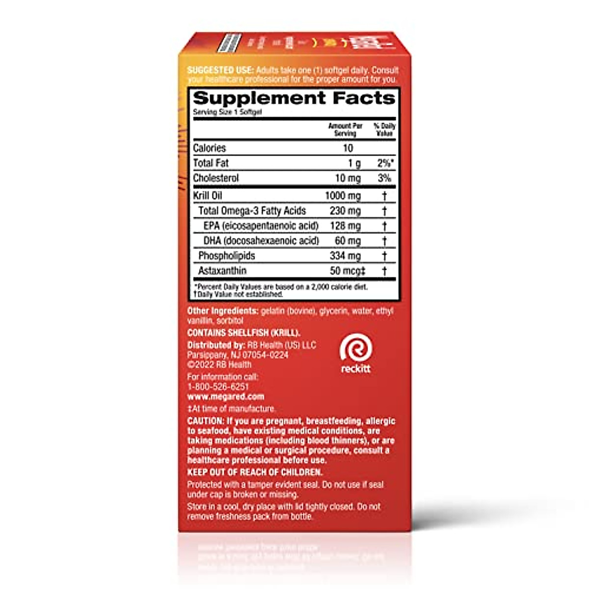 MegaRed #1 Doctor Recommended Krill Oil Brand - 1000mg Omega 3 Supplement with EPA, DHA, Astaxanthin & Phospholipids, Supports Heart, Brain, Joint and Eye Health, No Fish Aftertaste 60 Softgels