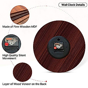 Toudorp Retro Wall Clock 14 Inch French Country Paris Cafe Style Rustic Wall Clock Round Silent Non-Ticking Wooden Quartz Wall Clocks Easy to Read Arabic Numerals Quality Quartz Wall Clock