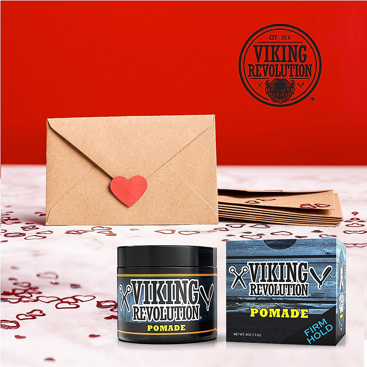 Viking Revolution Pomade for Men 4oz - Firm Strong Hold & High Shine for Classic Styling - Water Based & Easy to Wash Out (Firm, 1 Pack)