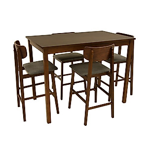 Zenvida Mid Century Counter Height Dining Table Set, Rectangle Solid Wood Table and 4 Chairs