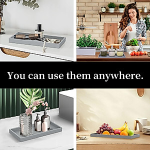 Countertop and Vanity Tray, 2 Pack (9.7" and 11.9") Bathroom Vanity Tray, Soap Dispenser Tray for Bathroom Countertop, Shatterproof Durable Rectangle Bathroom Tray, Grey Bathroom Tray