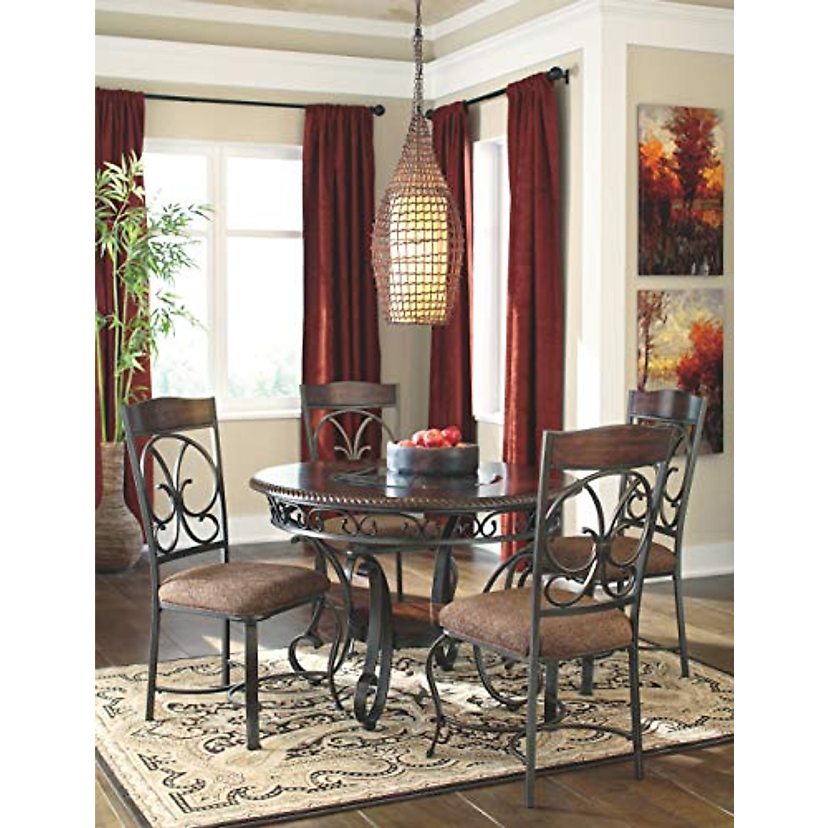 Signature Design by Ashley Glambrey Old World Dining Chair with Cushion, 4 Count,, Brown
