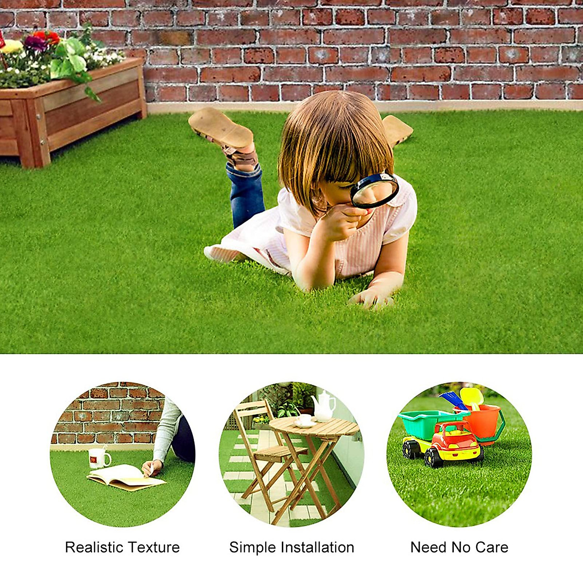 Estink Artificial Turf, Outdoor Carpet Synthetic Miniature Garden Ornament DIY Craft Rug Landscaping Artificial Lawn for DIY Micro Landscaping and Mini Gardening Props, 6 x 6inch