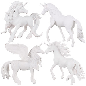 Zerodeko 4pcs DIY Painting Unicorn Toys, Unicorn Arts and Crafts Painting kit Paintable Unicorn Figurines Unicorn Coloring Kits Art Craft Toys for Kids (White)