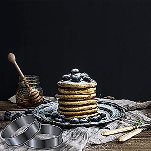 YOLOPLUS+ 3.15 Inch English Muffin Rings, 6PCS Double Rolled Stainless Steel Crumpet Tart Rings for Baking, Metal Pastry Ring Mold for Dessert Food Making Tool