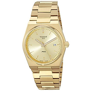 Tissot Unisex PRX 35mm 316L Stainless Steel case with Yellow Gold PVD Coating Quartz Watch, Yellow, Stainless Steel, 11 (T1372103302100)