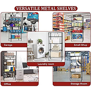 5 Tier Shelf Wire Shelving Unit, NSF Heavy Duty Wire Shelf Metal Large Storage Shelves Height Adjustable Utility for Garage Kitchen Office Commercial Shelving Steel Layer Shelf - 14"x30"x60", Black