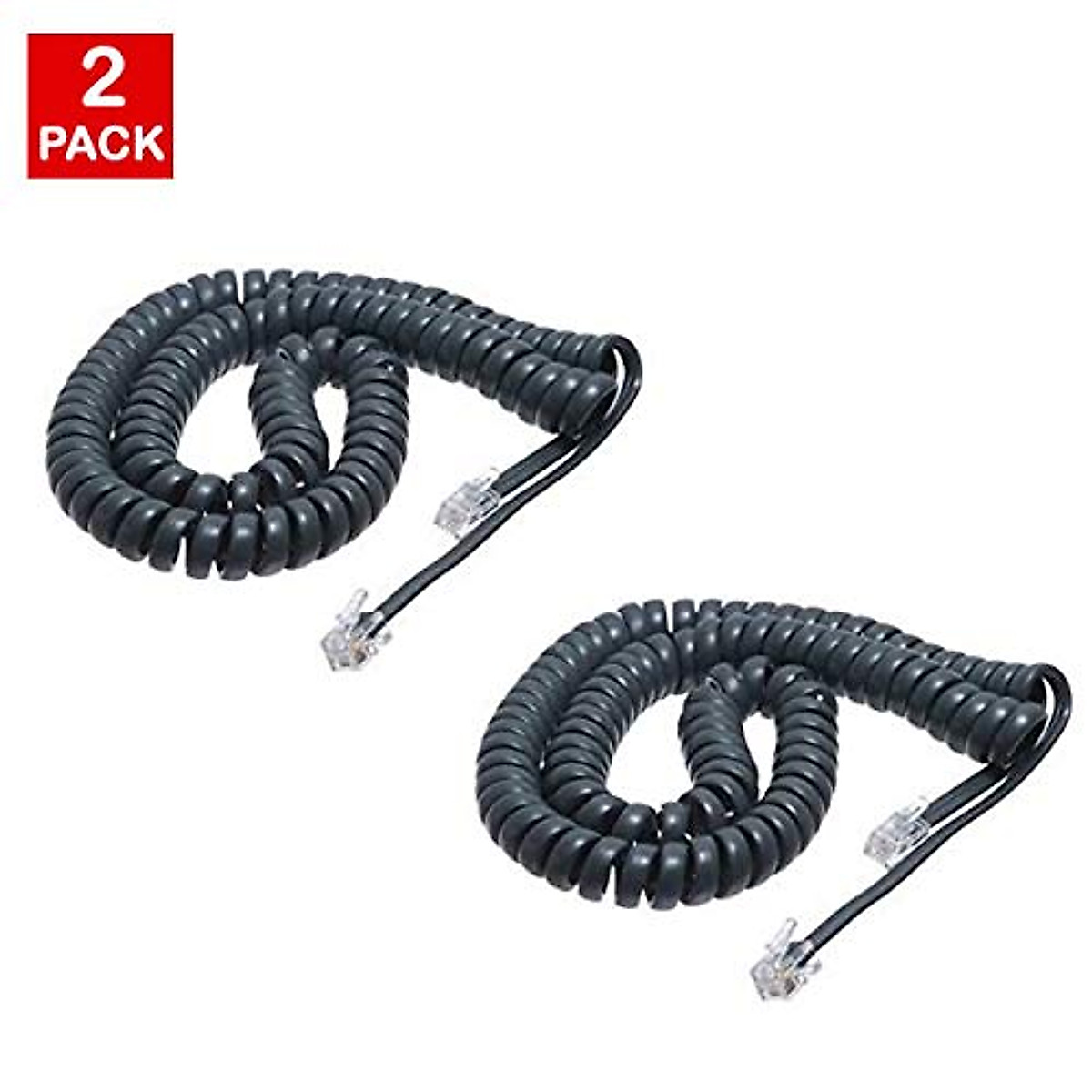 10FT Cisco Phone Cord, Handset Curly Cable, Dark Gray, (2 Pack) 7800/7900 / 8800 Series 7940 7945 7960 7965 8841