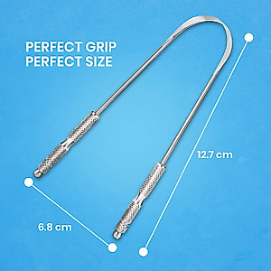 Tongue Scraper for Adults by HOKIN (2Pcs Oral Care Pack) Stainless Steel Tongue Cleaners Reduce Bad Breath 100% Metal Tough Scrapers Men and Women Hygiene Product