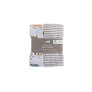 Red Rovr 100% Certified Organic Cotton Muslin Baby Blanket | Multi-Layer Muslin Quilt | Newborn & Toddler | Soft, Lightweight | Nursery, Stroller | Machine Wash | 30" x 40" | Family Farm