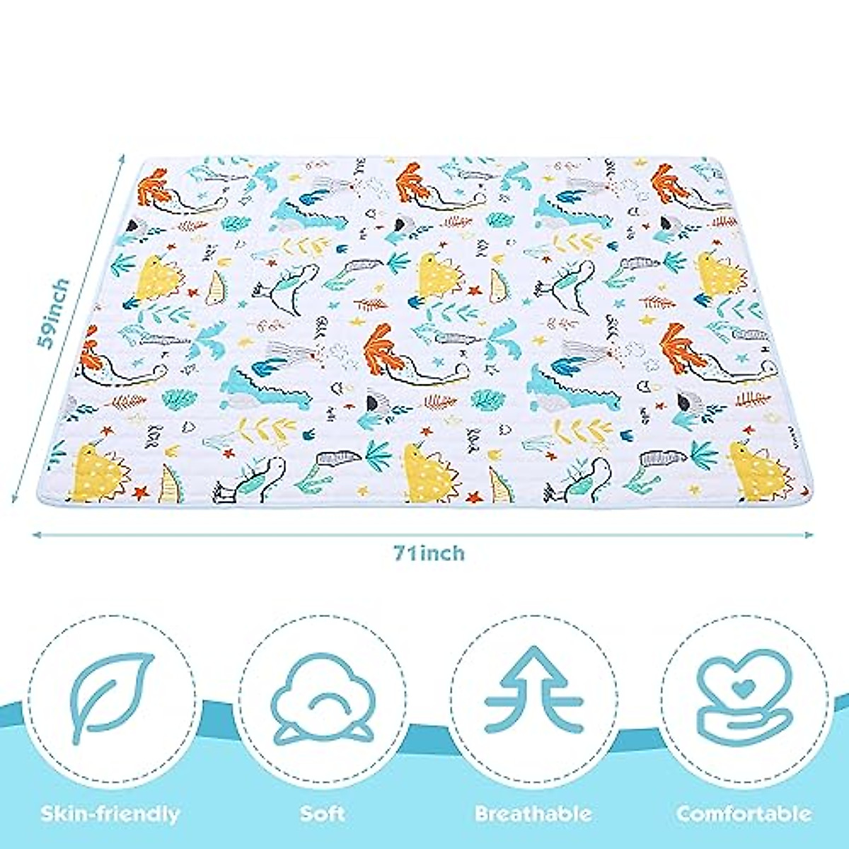 MEM Playpen Mat 71" X 59" Baby Play Mat, One-Piece Baby Crawling Mat, Non Slip Washable Play Mats for Floor, Cushioned Baby Playmat Floor Mat for Infants, Babies, Toddlers