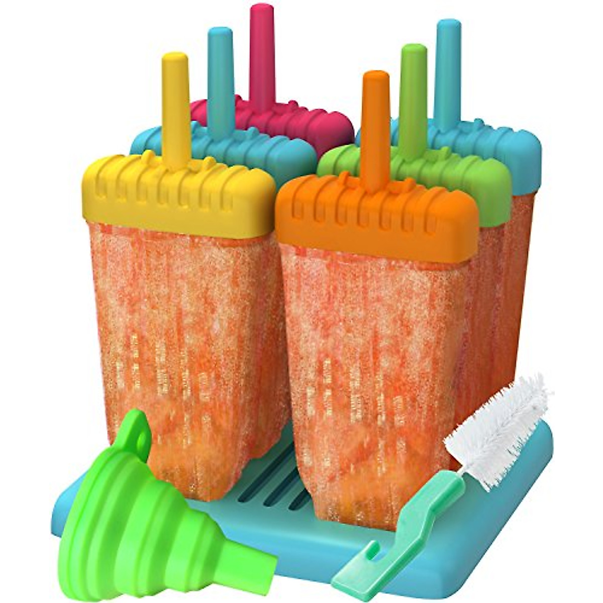 Popsicles Molds, Ozera Set of 6 Reusable Ice Pop Molds Easy Release Popsicle Maker Molds Cream Popcical Molds for Homemade Popsicles With Funnel & Cleaning Brush