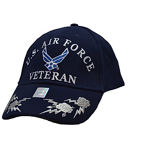 Eagle Emblems Men's Air Force Veteran with Lightning Embroidered Ball Cap