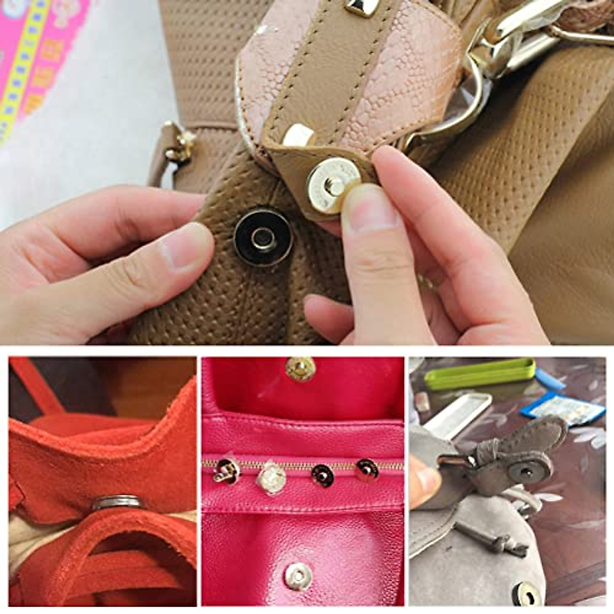 TIMESETL 40 Sets 14mm/18mm Magnetic Button Clasps Snaps Fastener Clasps DIY Craft Sewing Buttons Knitting Buttons Sets for Sewing, Craft, Purses, Bags, Clothes, Leather, 4 Colors