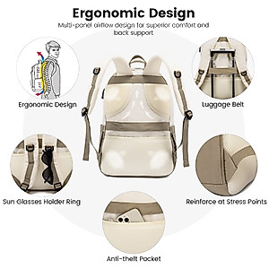 LOVEVOOK Classical Backpack for Women, School Bookbag with Laptop Compartment for College Work Travel, Water Resistant Daypack, Fit 15.6" Laptop