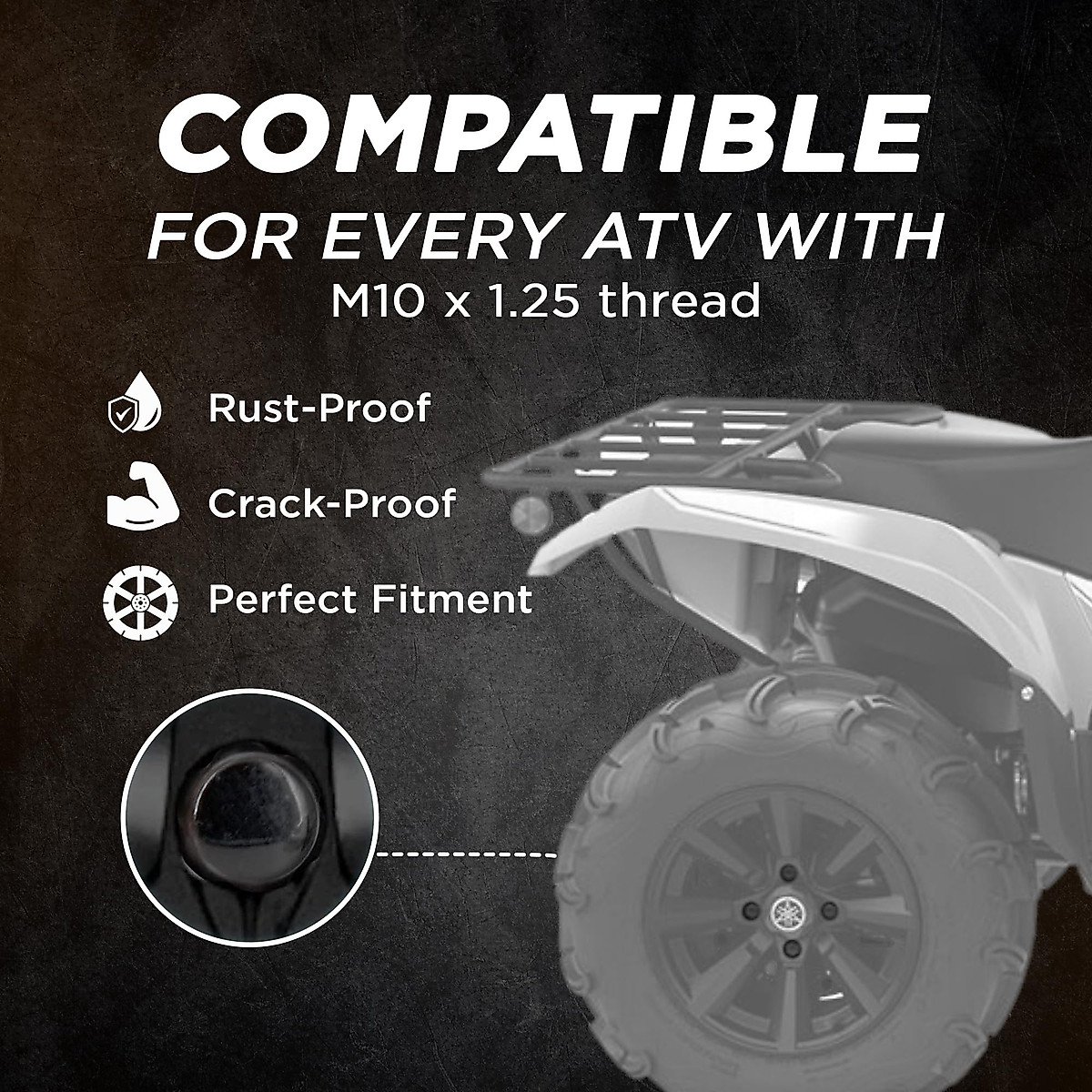 Southern Powersports Tapered Lug Nuts, 16-Piece Black Lug Nut Set, Replacement Wheel Nuts for Polaris, Can Am, Honda, Yamaha, Kawasaki and Suzuki, M10 X 1.25 Thread Pitch, 14mm Hex Head, Alloy Steel