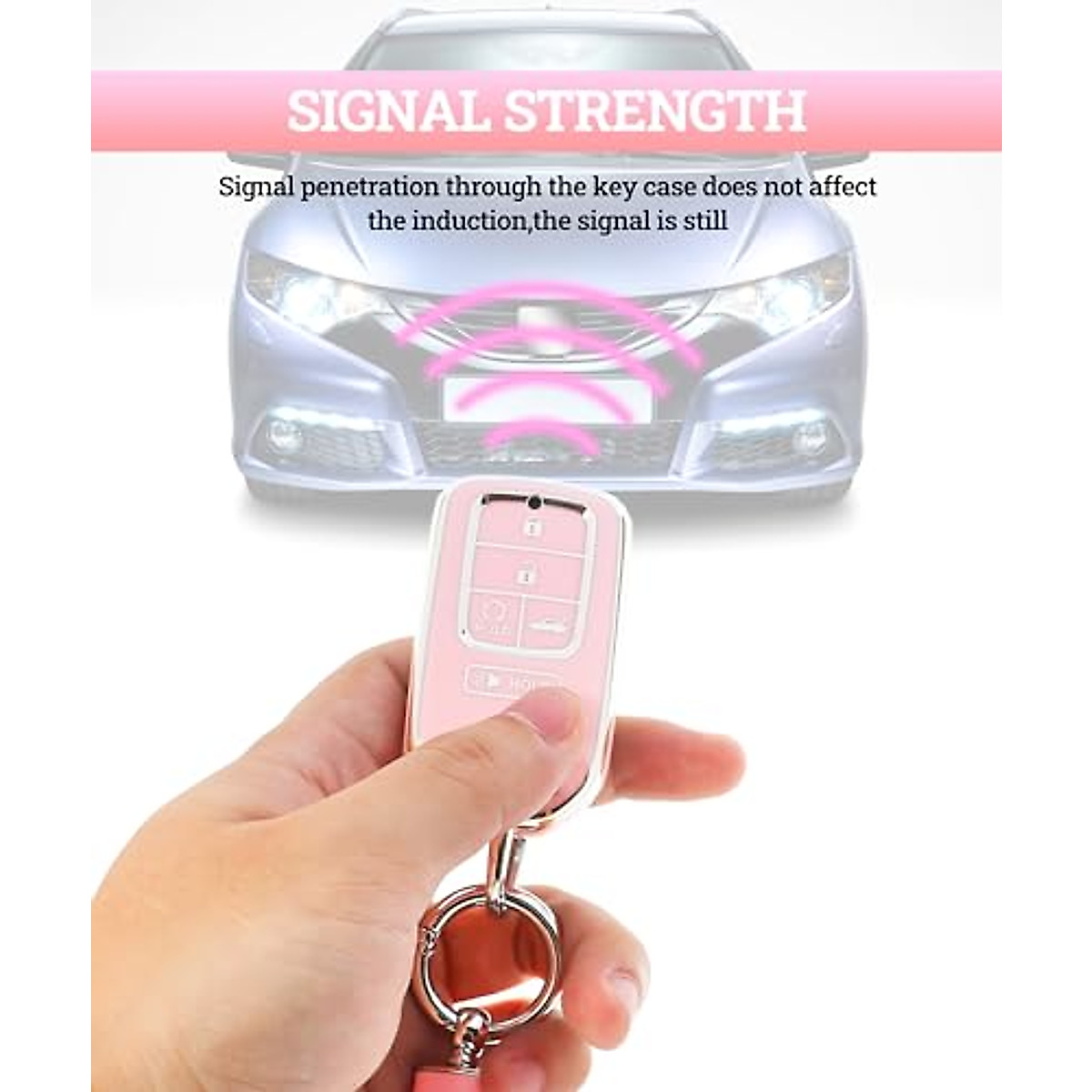 Zlirfy Key Fob Cover,Car Key Case Shell,Car Accessories Key Shells,Soft TPU Key Case Protection,Key Shell Case with Keychain for Women,Full Protection Car Key Cover (for Honda a)