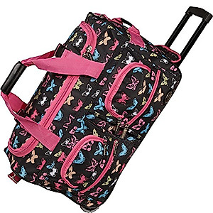 Rockland Rolling Duffel Bag, Pink Bandana, 22-Inch