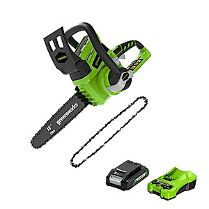 Greenworks 24V 10" Chainsaw, 2.0Ah USB Battery and Charger with extra chain
